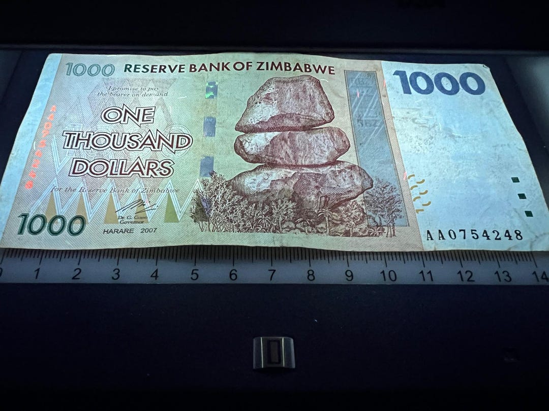 Zimbabwe One 1000 Dollar Bill Banknote 2007 Paper Money Thousand World ...