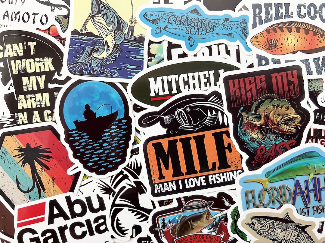 100 Fish Fishing Stickers Pack for Fishermen Tackle Box Dads Boat Car ...
