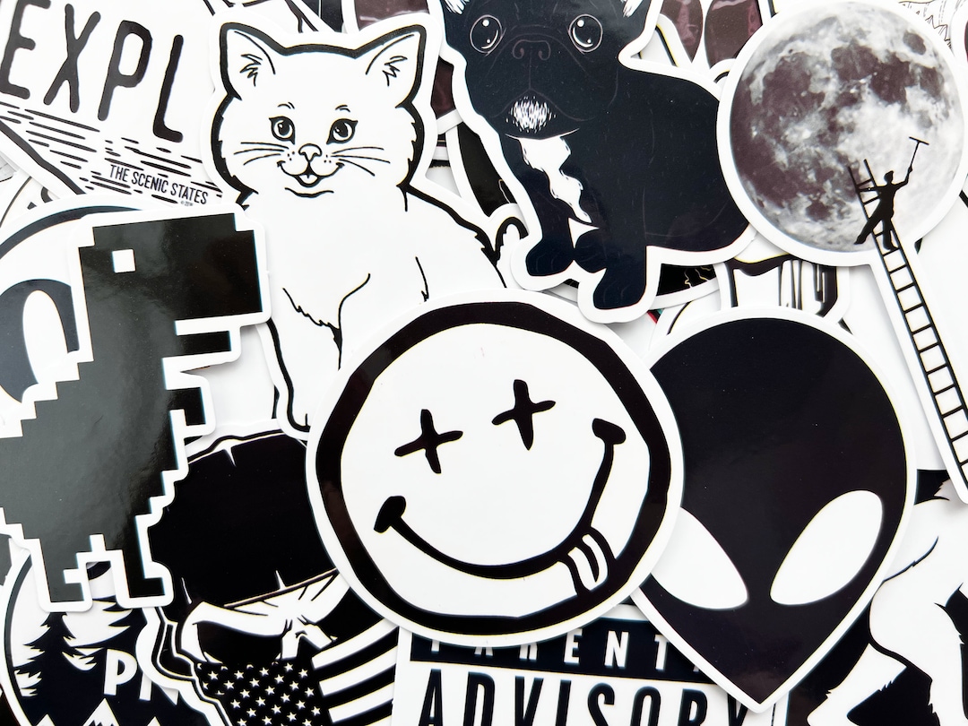 50 Variety Black and White Cool Laptop Gothic Stickers Tattoo Goth ...