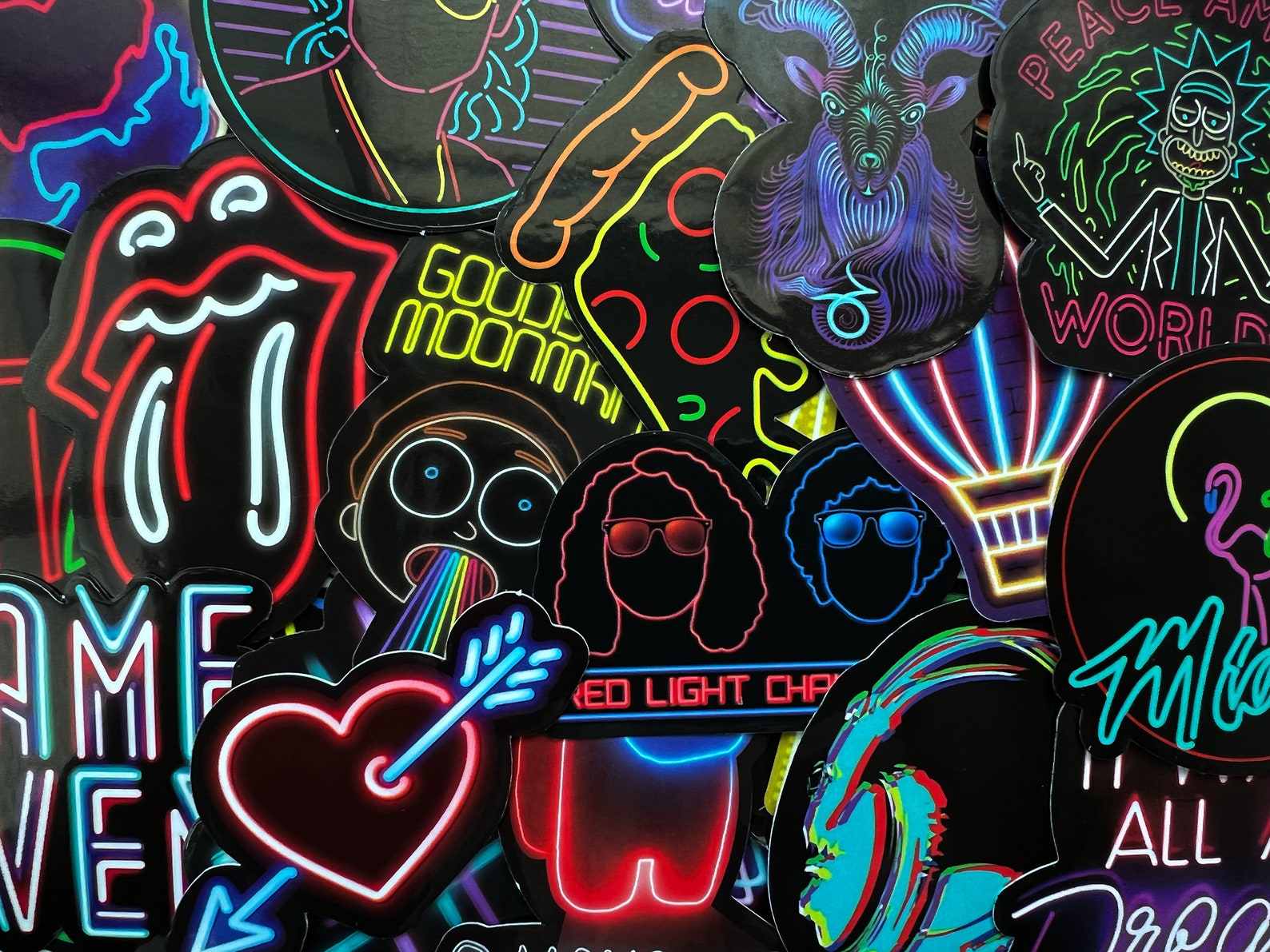 100 Variety Neon Style Stickers Decals for Phone Laptop - Etsy