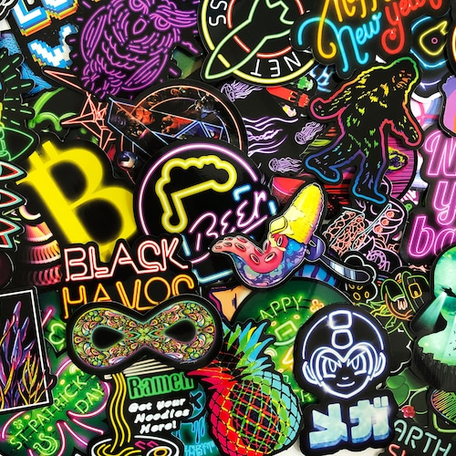 75 Neon Style Stickers Sheet Pack - Etsy