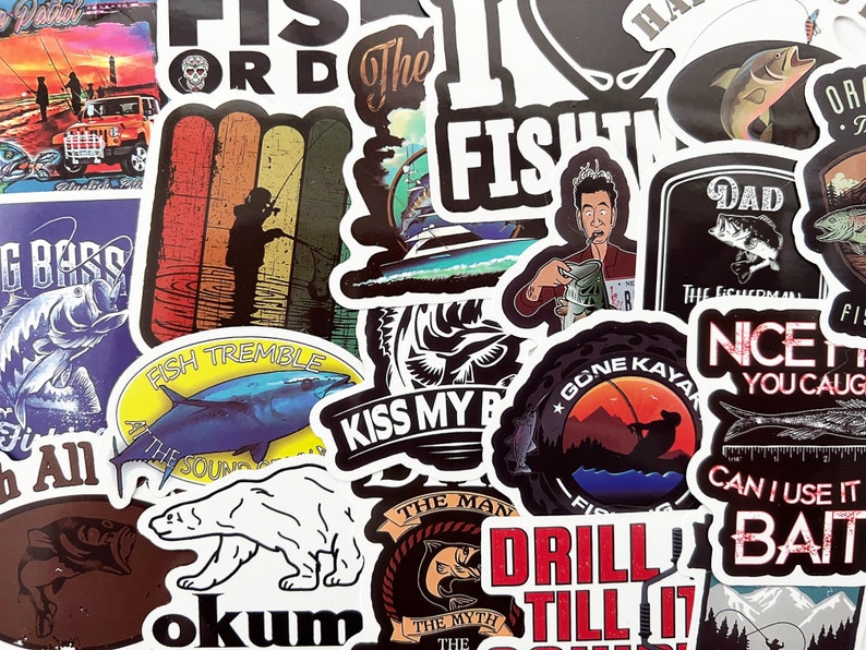 100 Fish Fishing Stickers Pack for Fishermen Tackle Box Dads - Etsy