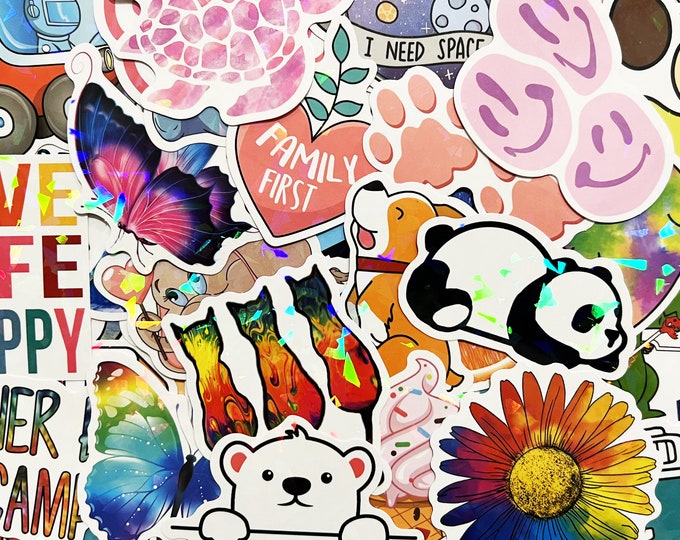 100 Colorful Holographic Sticker Pack Shiny Light Reflective Stickers ...
