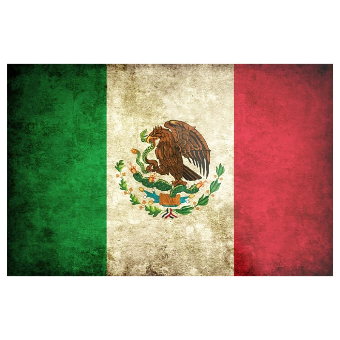 Aged Look Worn Mexico Flag Grunge Sticker 5x3 Inch Laptop Bumper Decal ...