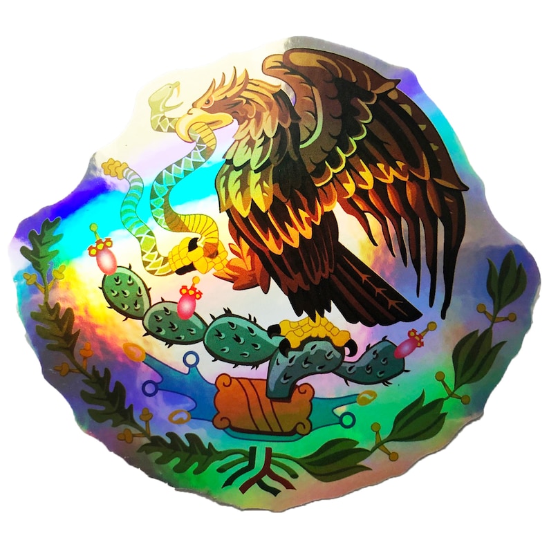 Shiny Mexican Flag Coat of Arms Eagle With Snake Hawk Bird - Etsy