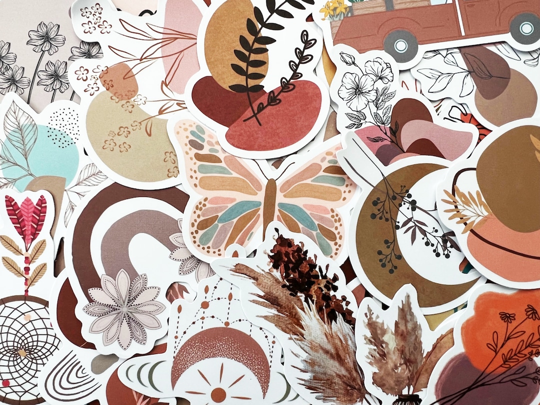 50 Cute Boho Stickers Retro Pack Hydroflask Laptop Car Sticker Pack - Etsy