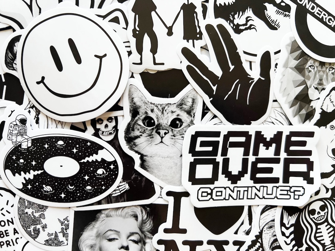 10-100 Black & White Transparent Sticker Pack - Etsy