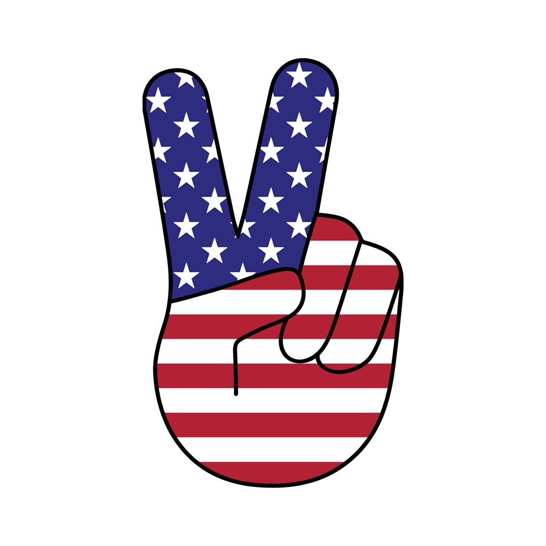 United States of America Peace Sign With Hand Flag Sticker 3 Inch ...