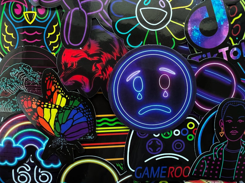 100 Variety Neon Style Stickers Decals for Phone Laptop - Etsy