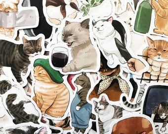 Japanese Cat Stickers | Etsy