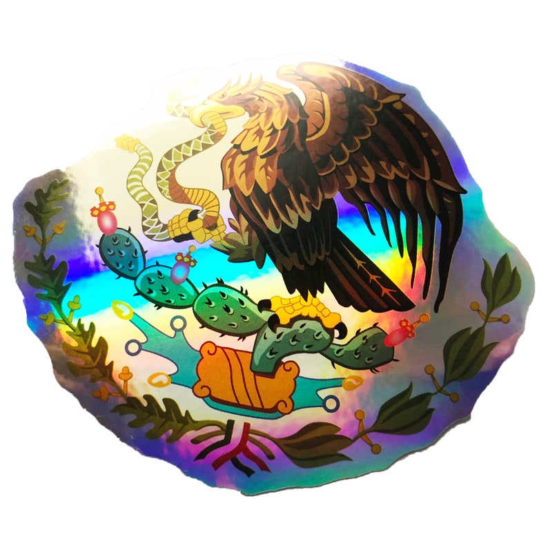 Shiny Mexican Flag Coat of Arms Eagle With Snake Hawk Bird - Etsy