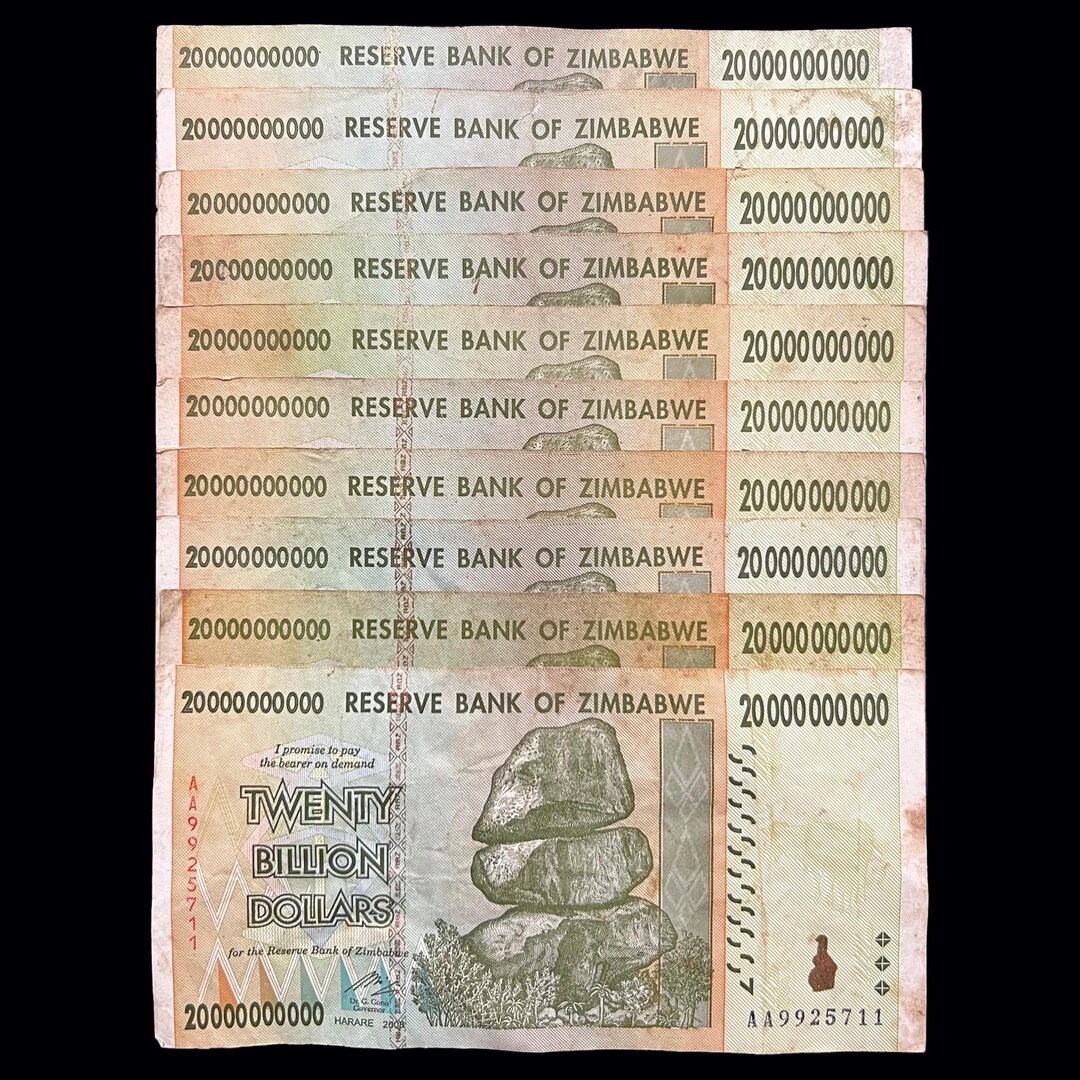 10x Zimbabwe 20 Billion Dollar Bill Banknote Money Currency *heavily ...