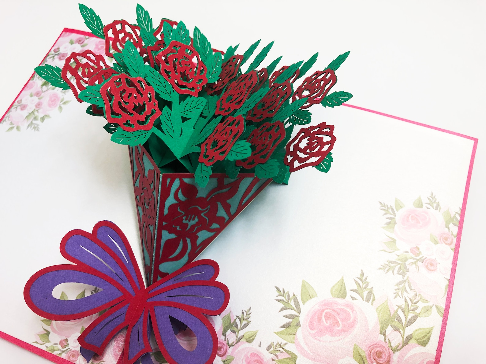 Handmade 3D Pop up Rose Bouquet Flowers Wedding Anniversary - Etsy