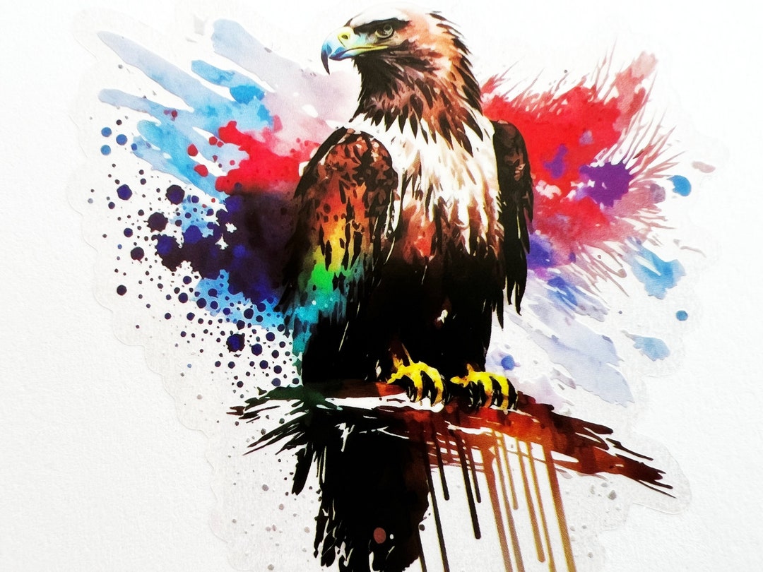 Colorful Eagle Hawk 3 Inch Transparent Sticker American Flag Theme ...