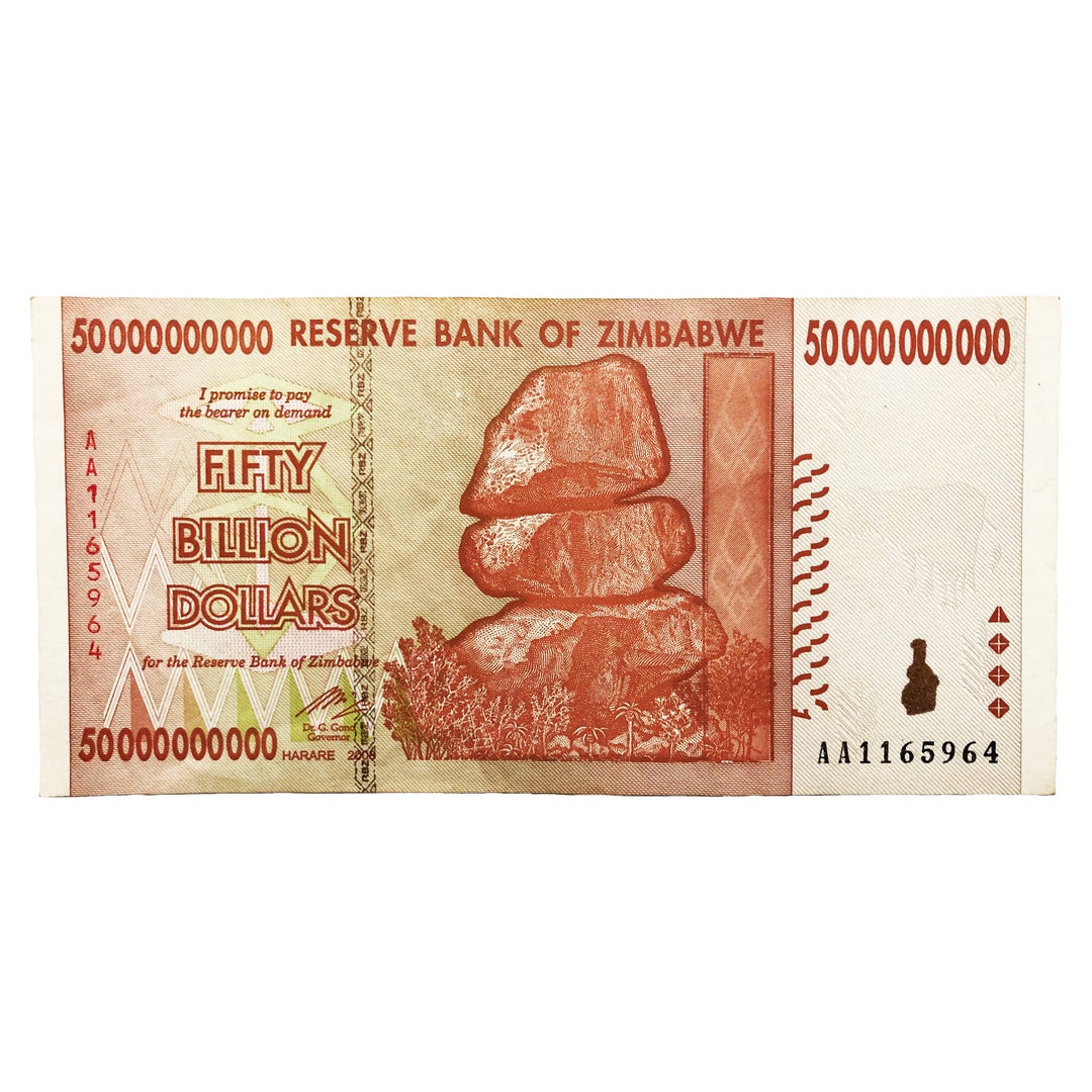 Zimbabwe One 50 Billion Dollar Bill Banknote Paper Money Currency ...