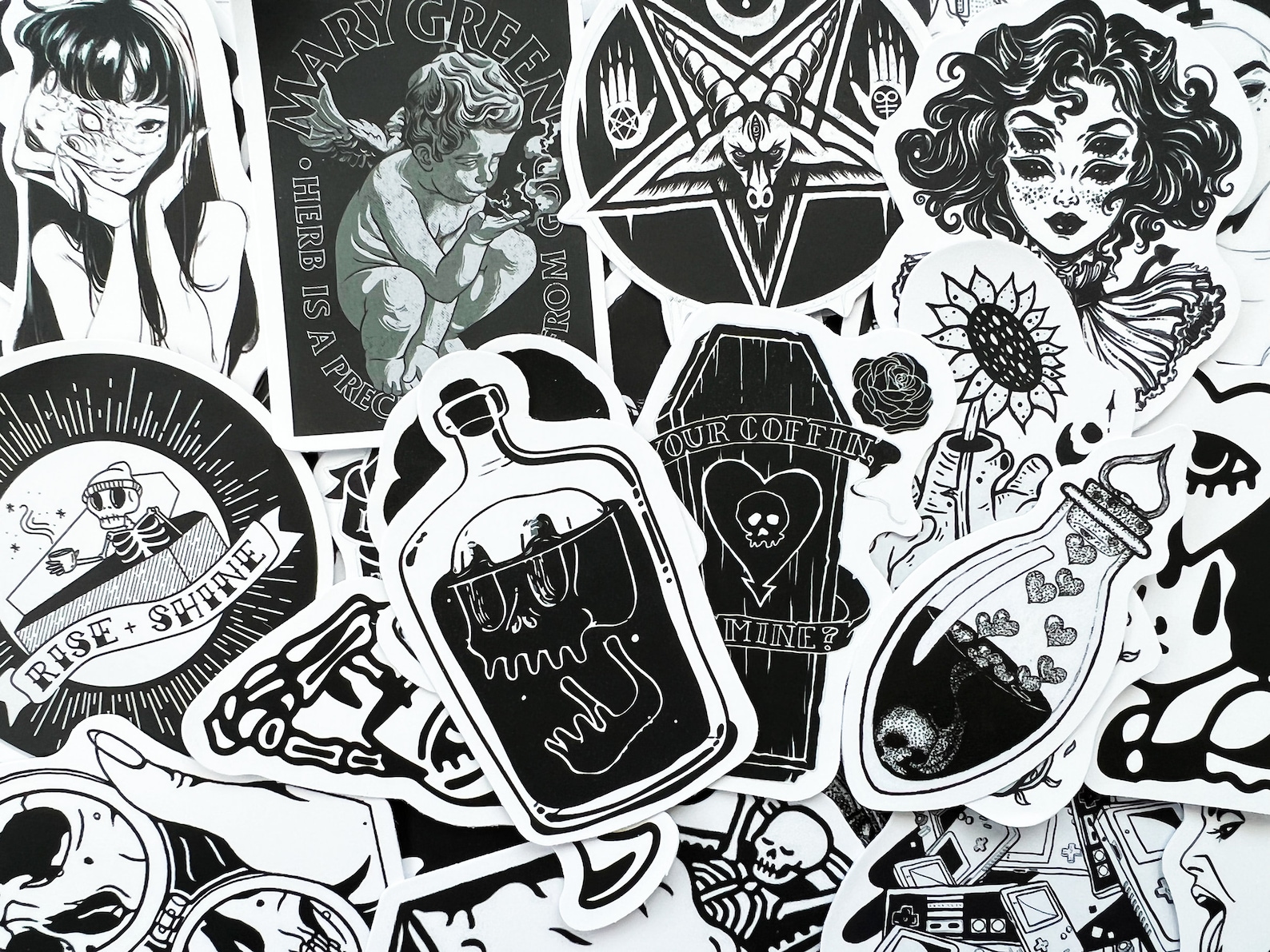 100 Cool Black and White Goth Laptop Stickers Dark Skull - Etsy
