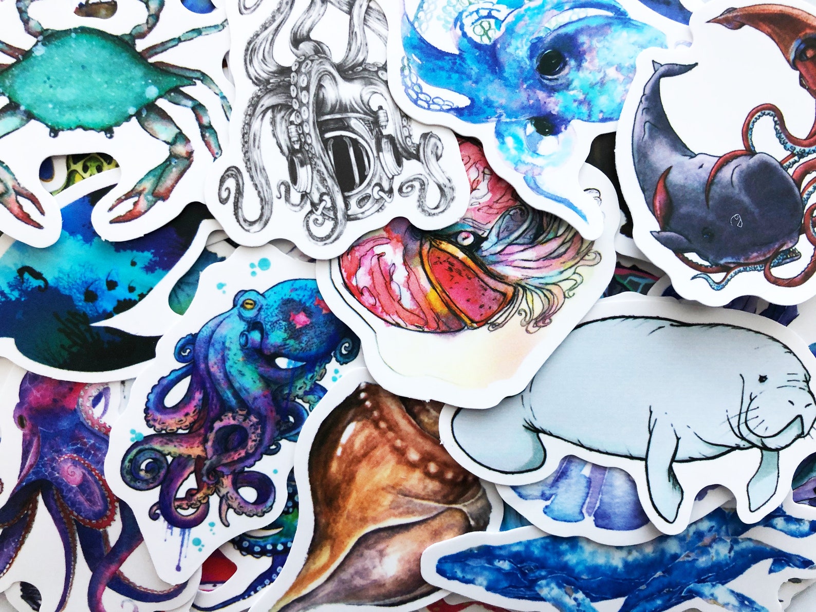 50 Aquatic Marine Ocean Life Stickers Scrapbooking Journal Skin Lot ...