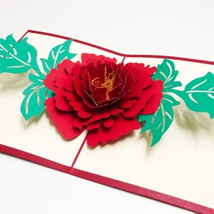 Handmade 3D Pop up Rose Flower Red Love Anniversary Valentine Female ...