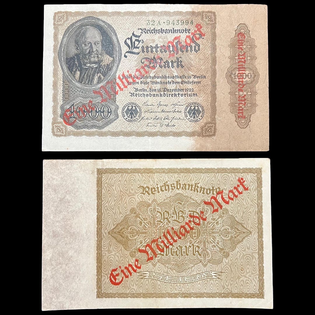 1922 German 1 Billion Mark Banknote -post WW1 Military Inflation ...