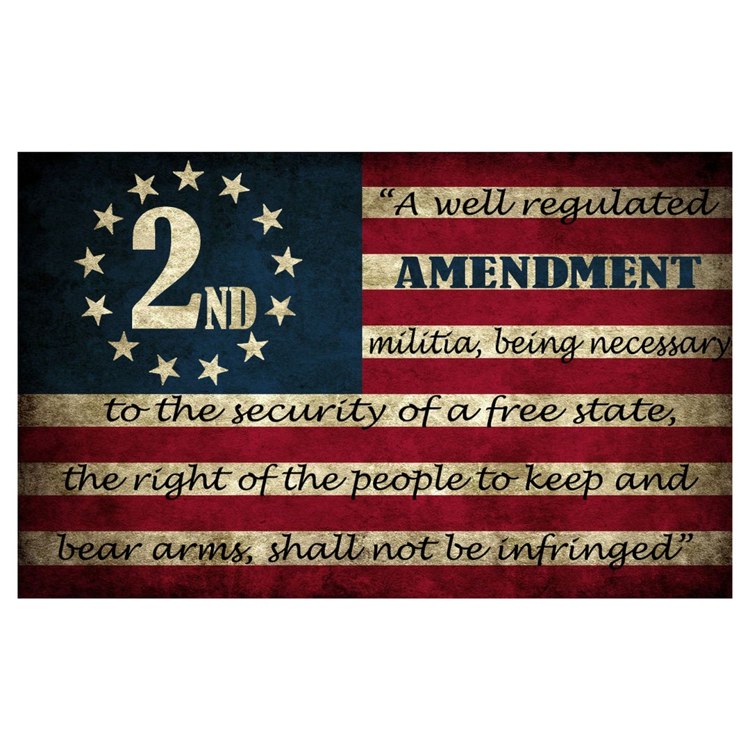 Second Amendment Written on Flag Sticker 5x3 Inch 2nd 2A Constitution ...