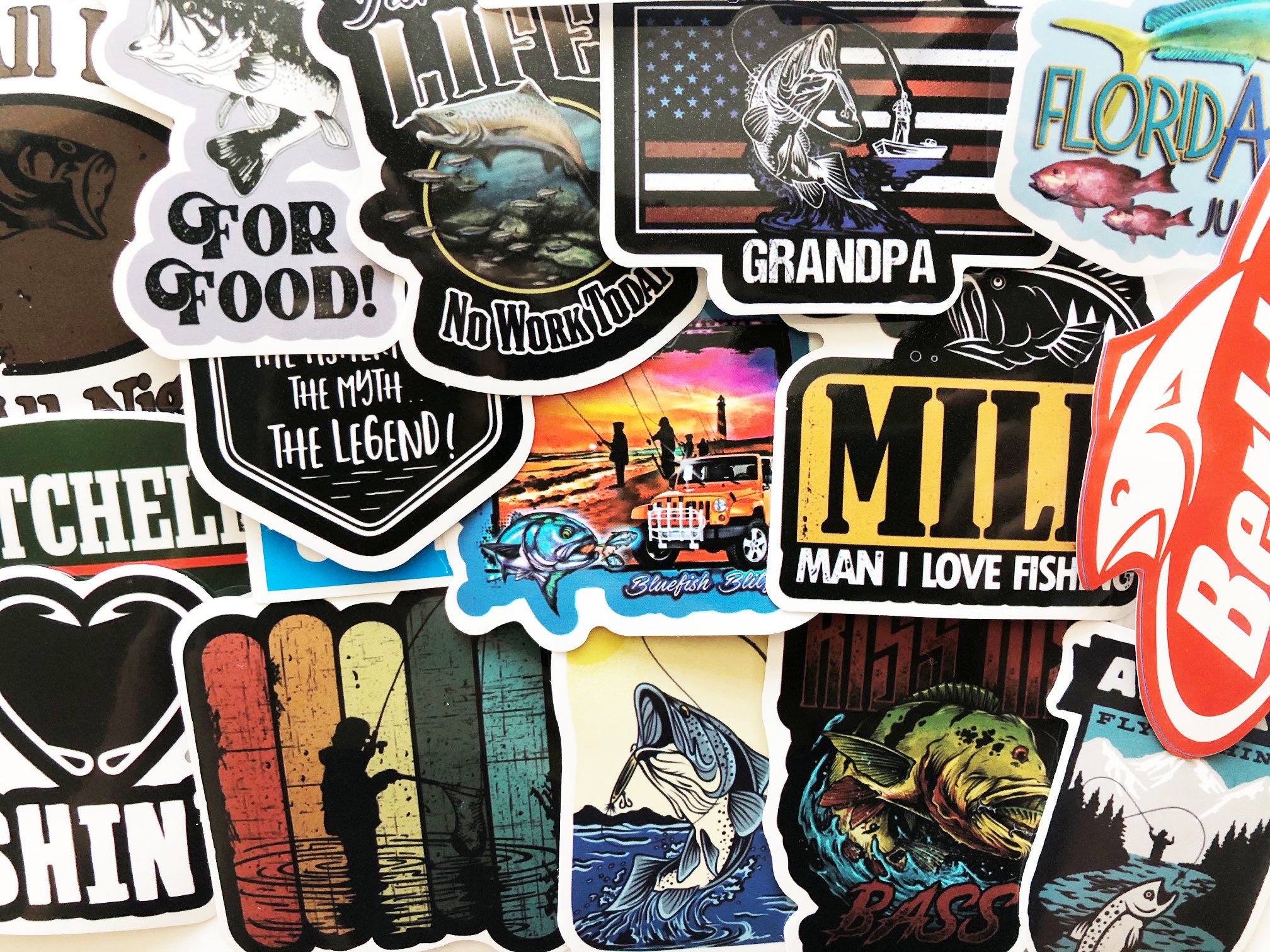 50 Fishing Nature Stickers Laptop Car Bumper Boat Box Decals - Etsy