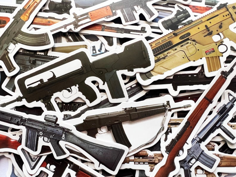 10-50 Gun Models Stickers Airsoft Second Amendment 2A Gaming Rifle ...