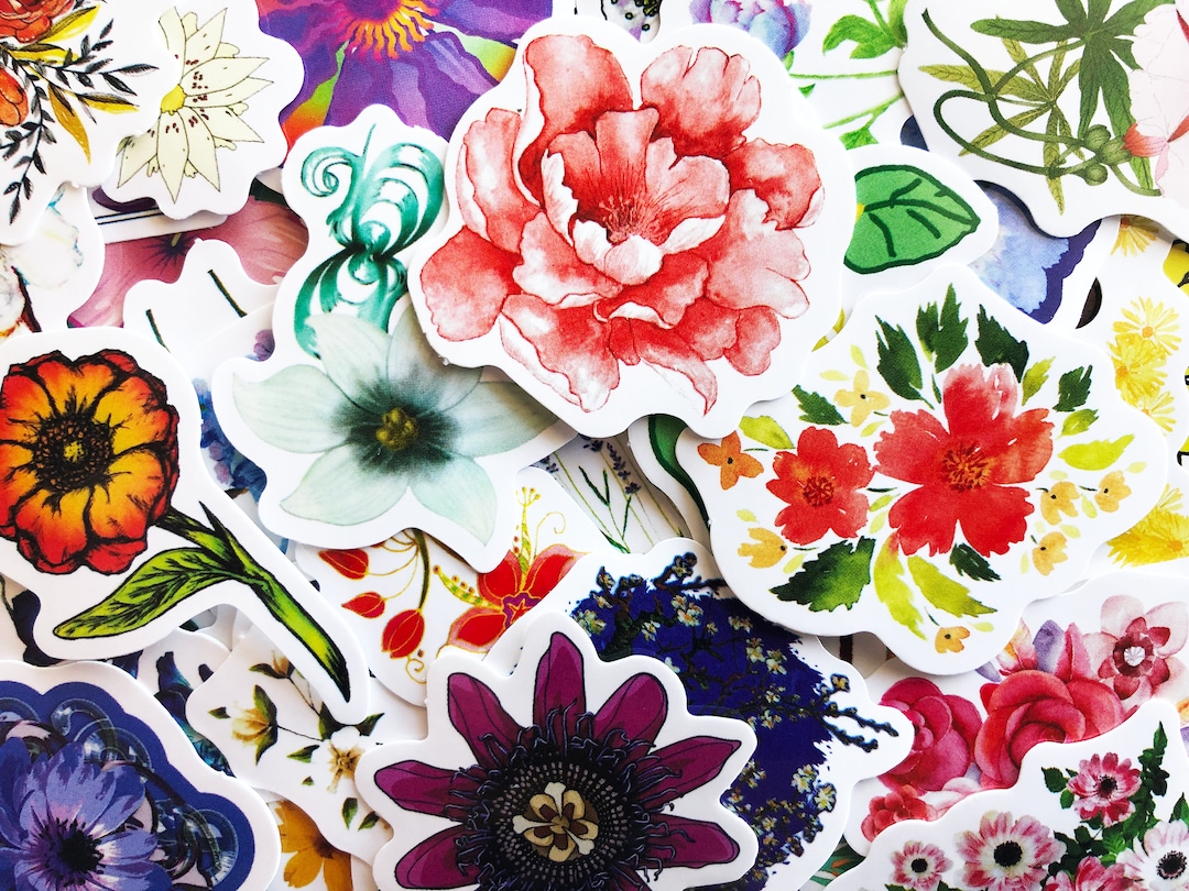 42 Flower Rose Cute Watercolor Drawn Anime Waterbottle Laptop Vinyl ...