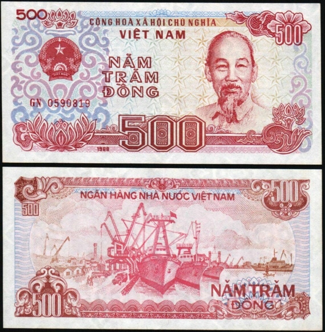 Vietnam 500 Dong Vnd 1988 Uncirculated Banknote Currency Money Note ...