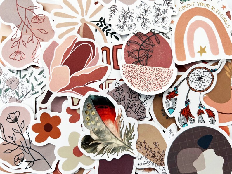 50 Cute Boho Stickers Retro Pack Hydroflask Laptop Car Sticker - Etsy