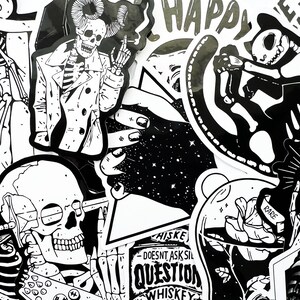 50 Gothic Skull Black and White Cool Laptop Stickers Dark Tattoo Goth ...