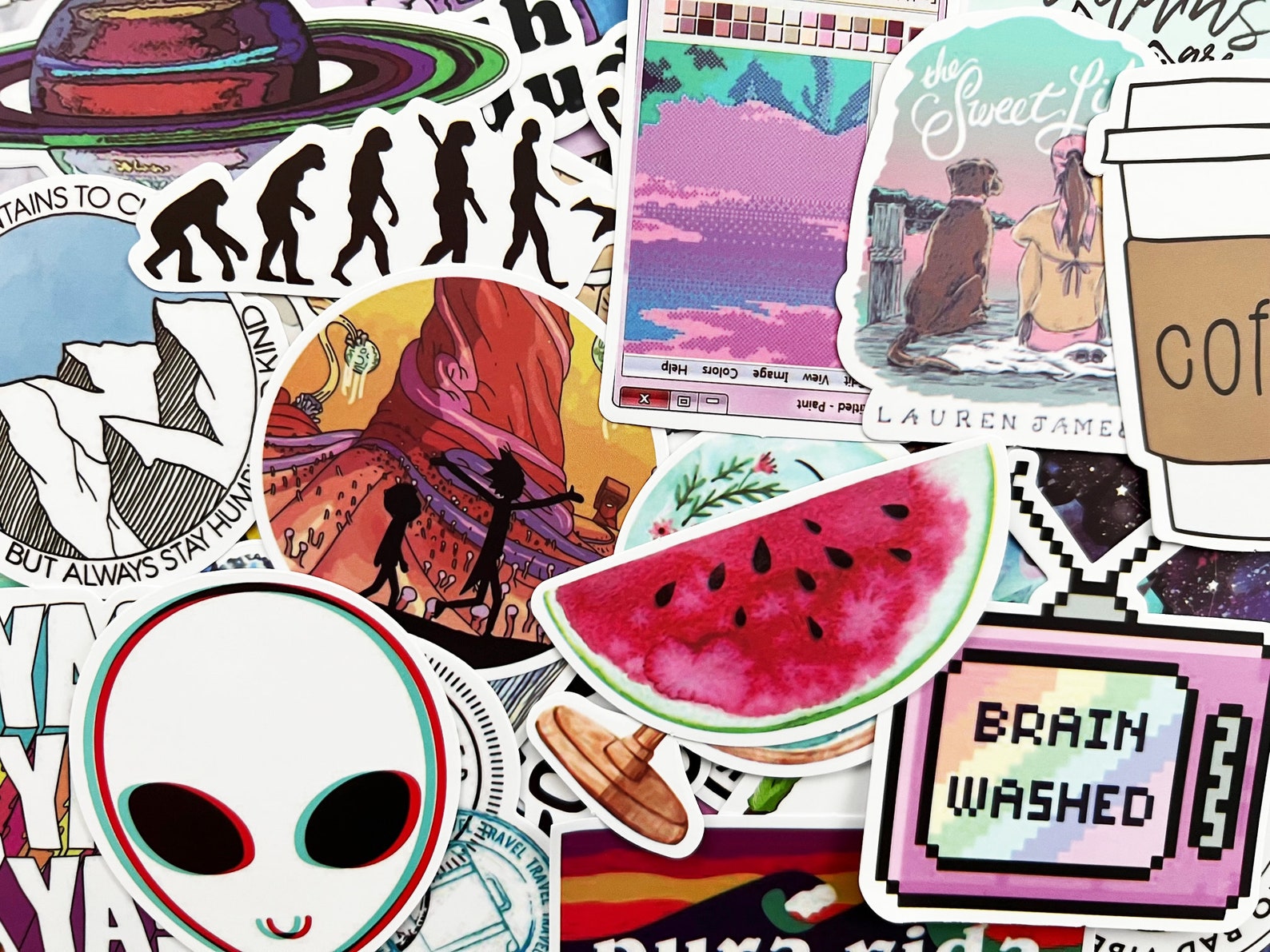 100 Varied Colors Cool Sticker Lot Book Fun Pack Laptop Car Alien ...