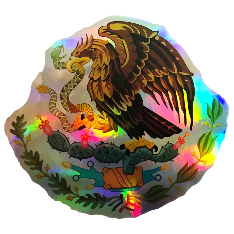 Shiny Mexican Flag Coat of Arms Eagle With Snake Hawk Bird - Etsy