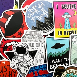 50 Cool Varied Colors Sticker Lot Book Fun Pack Laptop Car Alien Decals ...