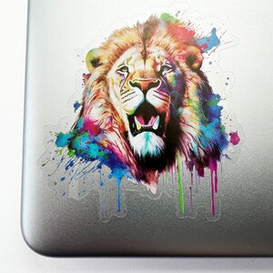 Roaring Lion Face 3 Inch Transparent Colorful Sticker - Etsy