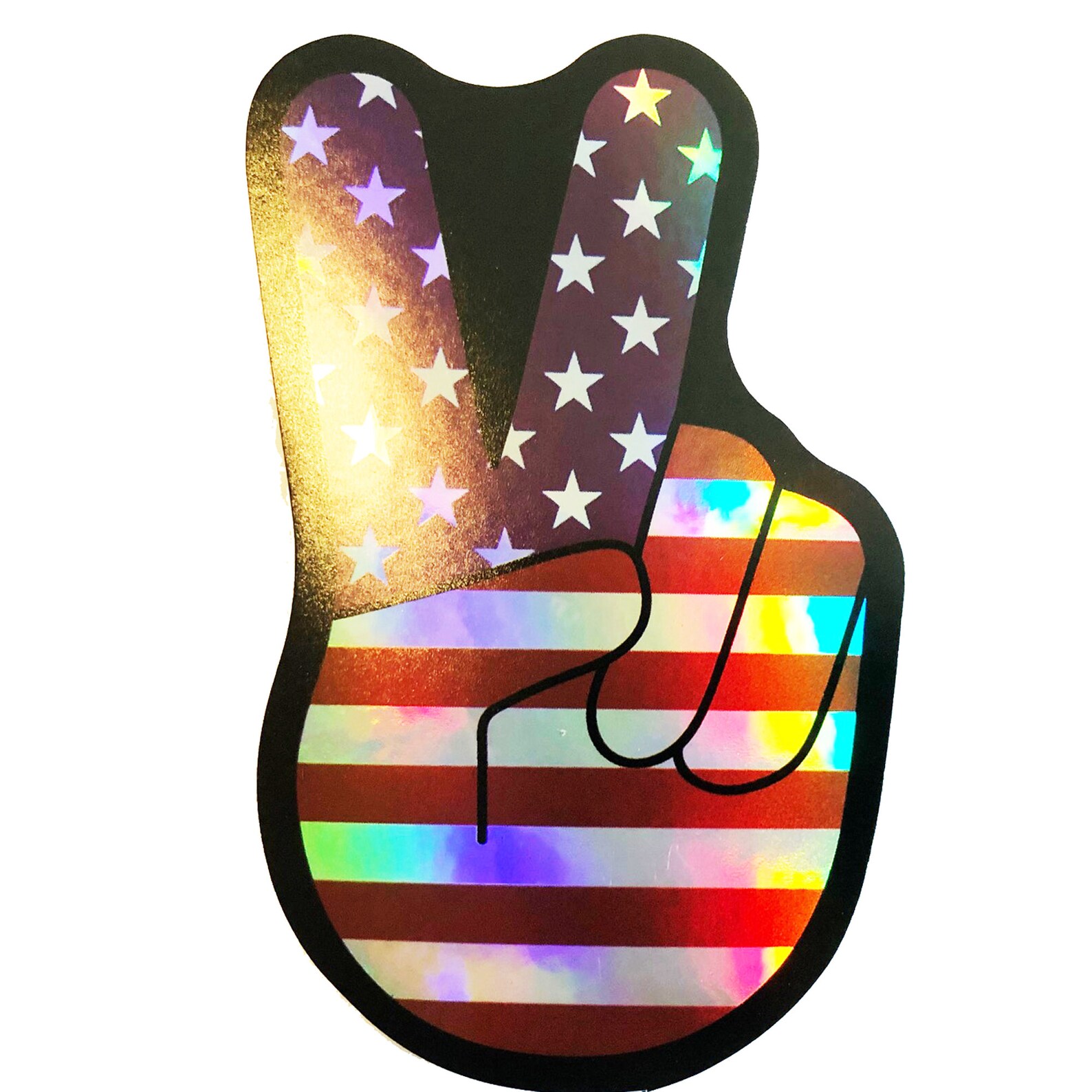 Shiny United States of America Peace Sign With Hand Flag Sticker 3 Inch ...