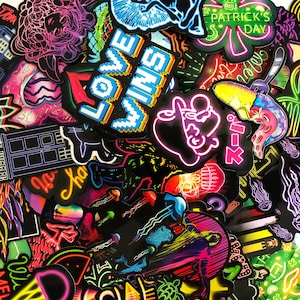75 Neon Style Stickers Sheet Pack - Etsy
