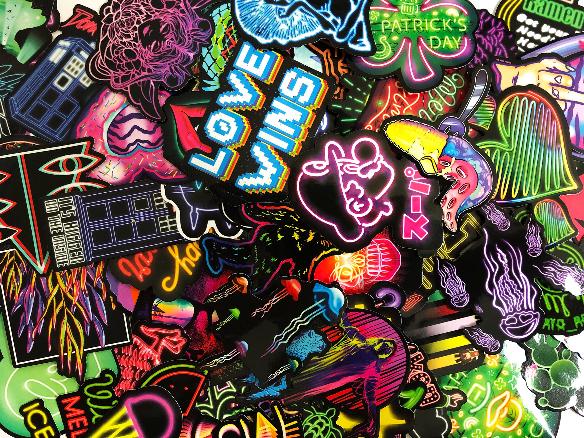 75 Neon Style Stickers Sheet Pack - Etsy