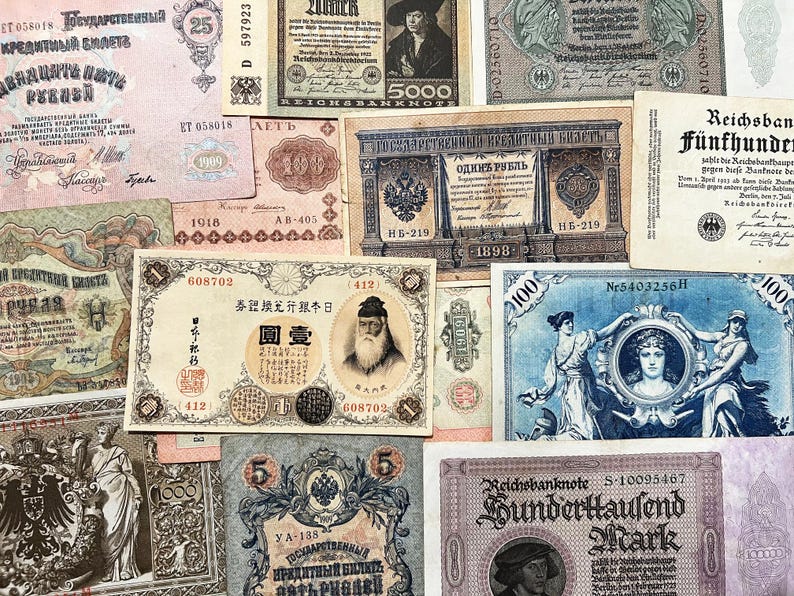 100+ Year Old Banknotes & Modern World Paper Money 55 Note Lot Set ...