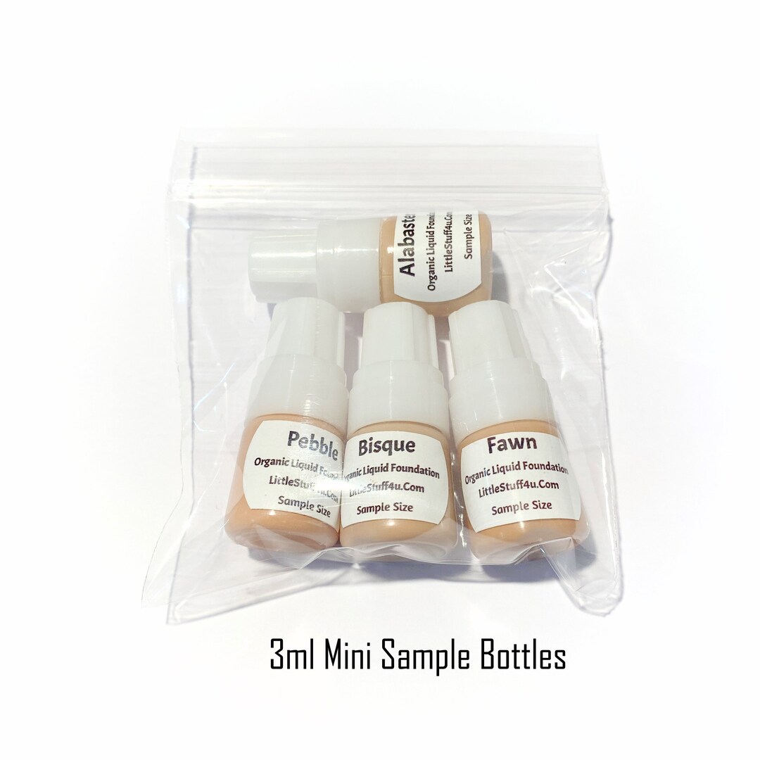 4 Pc SAMPLE SET Liquid Foundation - Natural Mineral Makeup Vegan Gluten ...