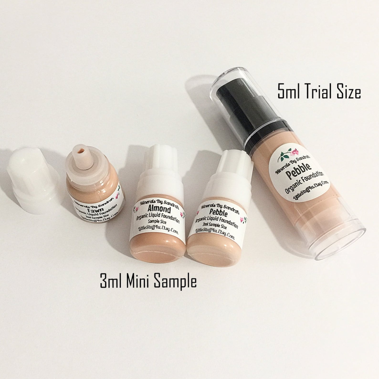 4 Pc SAMPLE SET Liquid Foundation Natural Mineral Makeup - Etsy