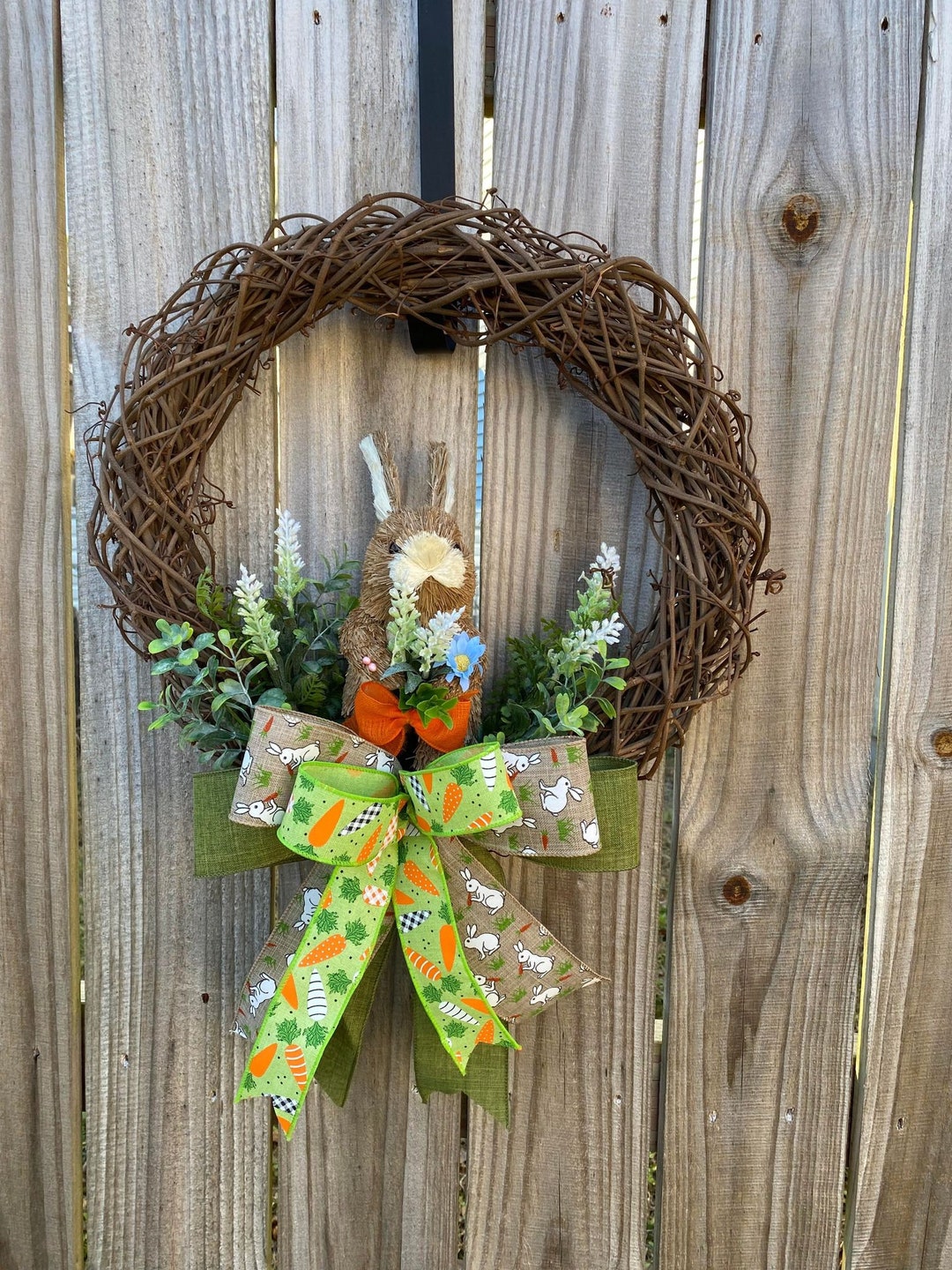 Easter Bunny Grapevine Wreath Sisal Bunny Rabbit Wreath - Etsy