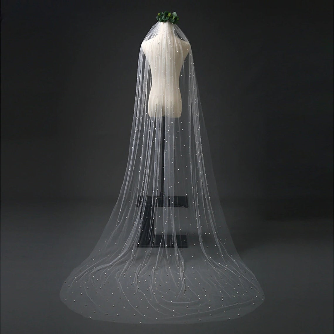 Gothic Wedding Veil With Black Pearls Face Cover Blusher and - Etsy