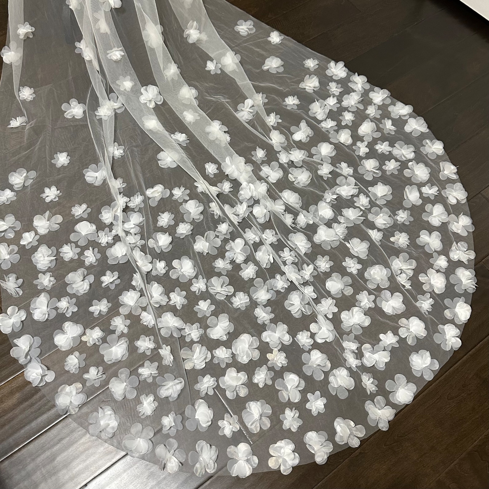 3D Floral Cathedral Wedding Veils With Comb Flower Petal - Etsy