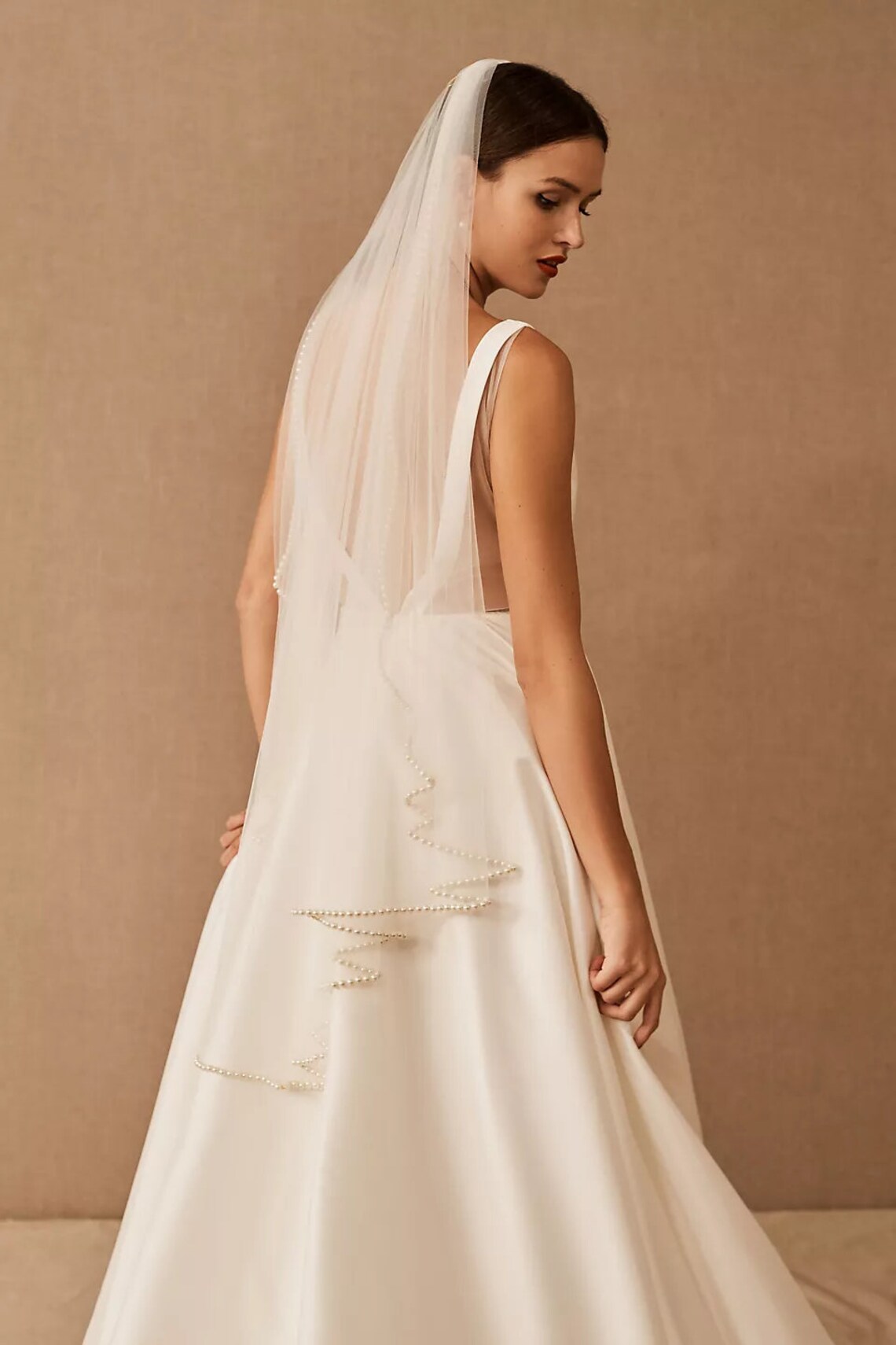 White Pearl Trim Wedding Veil Pearl Edge Bridal Veil - Etsy