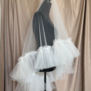 Ruffle Veil With Blusher Wedding Veil With Ruffled Hem Boho Bridal Drop ...