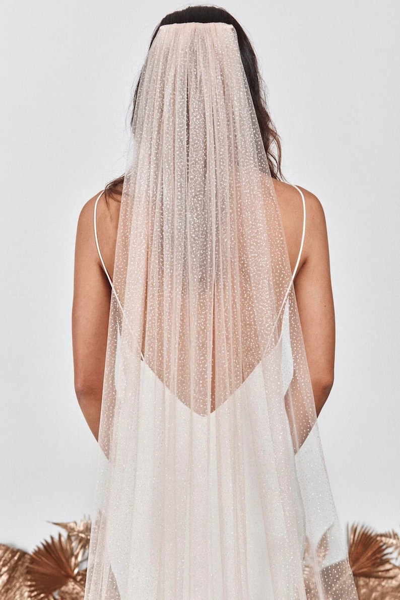 Simple Glitter Wedding Veil One Layer Sparkly Bridal Veil - Etsy