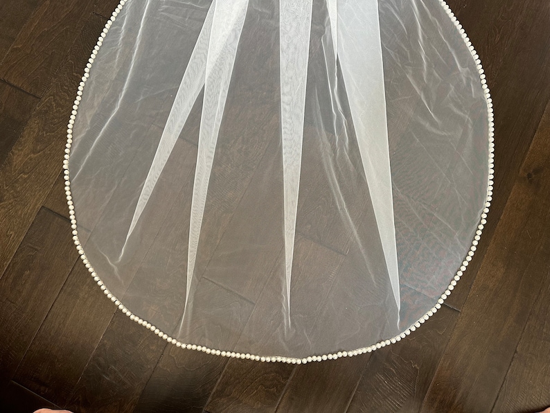 White Pearl Trim Wedding Veil Pearl Edge Bridal Veil - Etsy