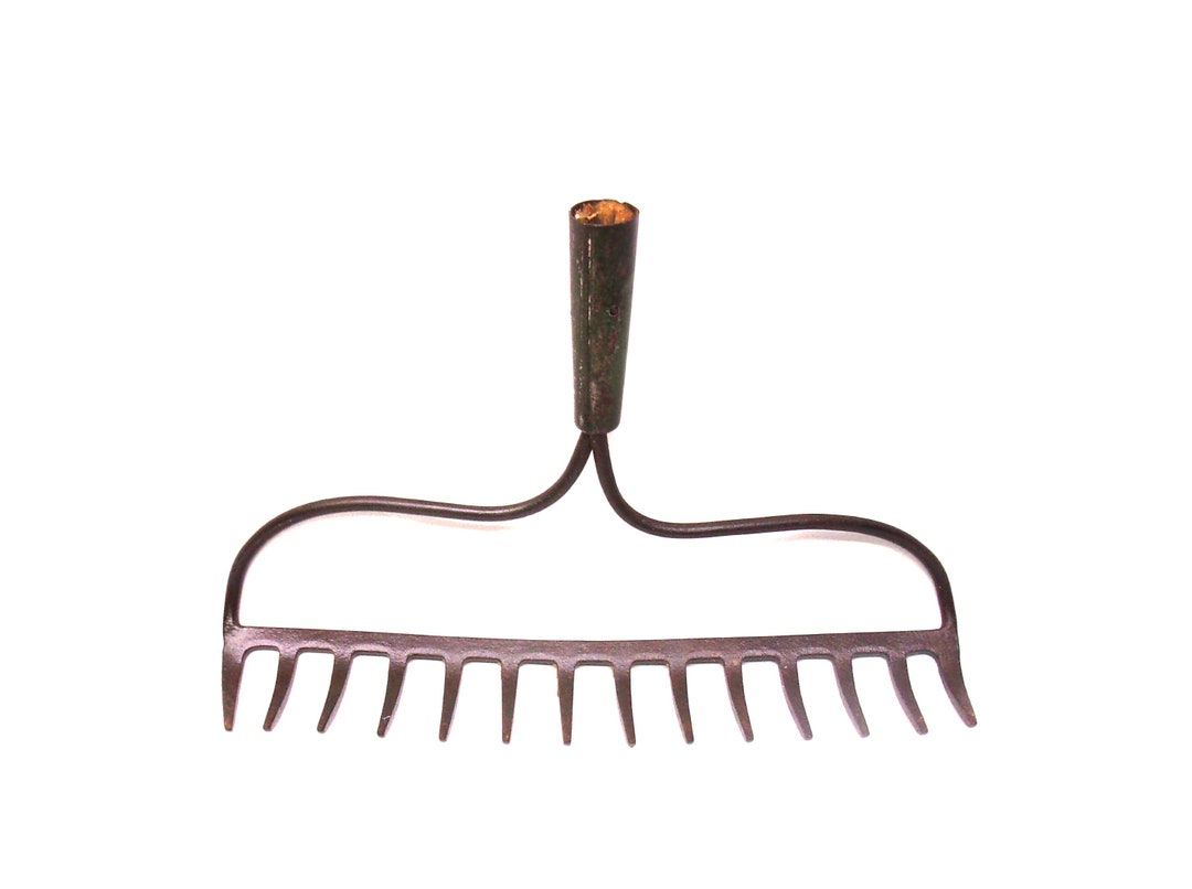 Clean Bare Bones Vintage Garden Rake Shelf Jewelry Display Coat Hook ...