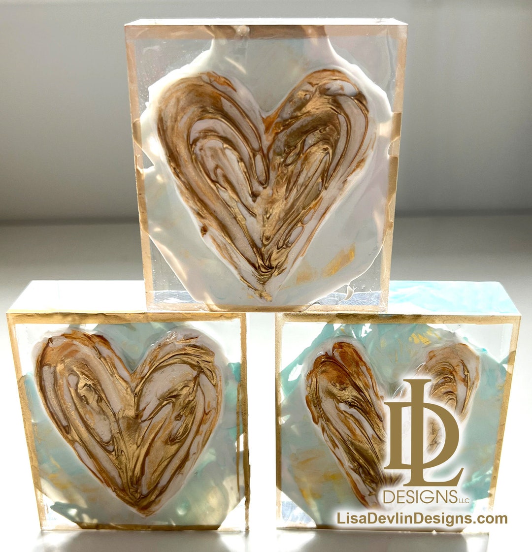 Acrylic Block With Artwork Heart or Cross by Lisa Devlin - Etsy