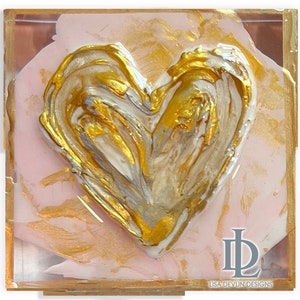Acrylic Block With Artwork Heart or Cross by Lisa Devlin - Etsy